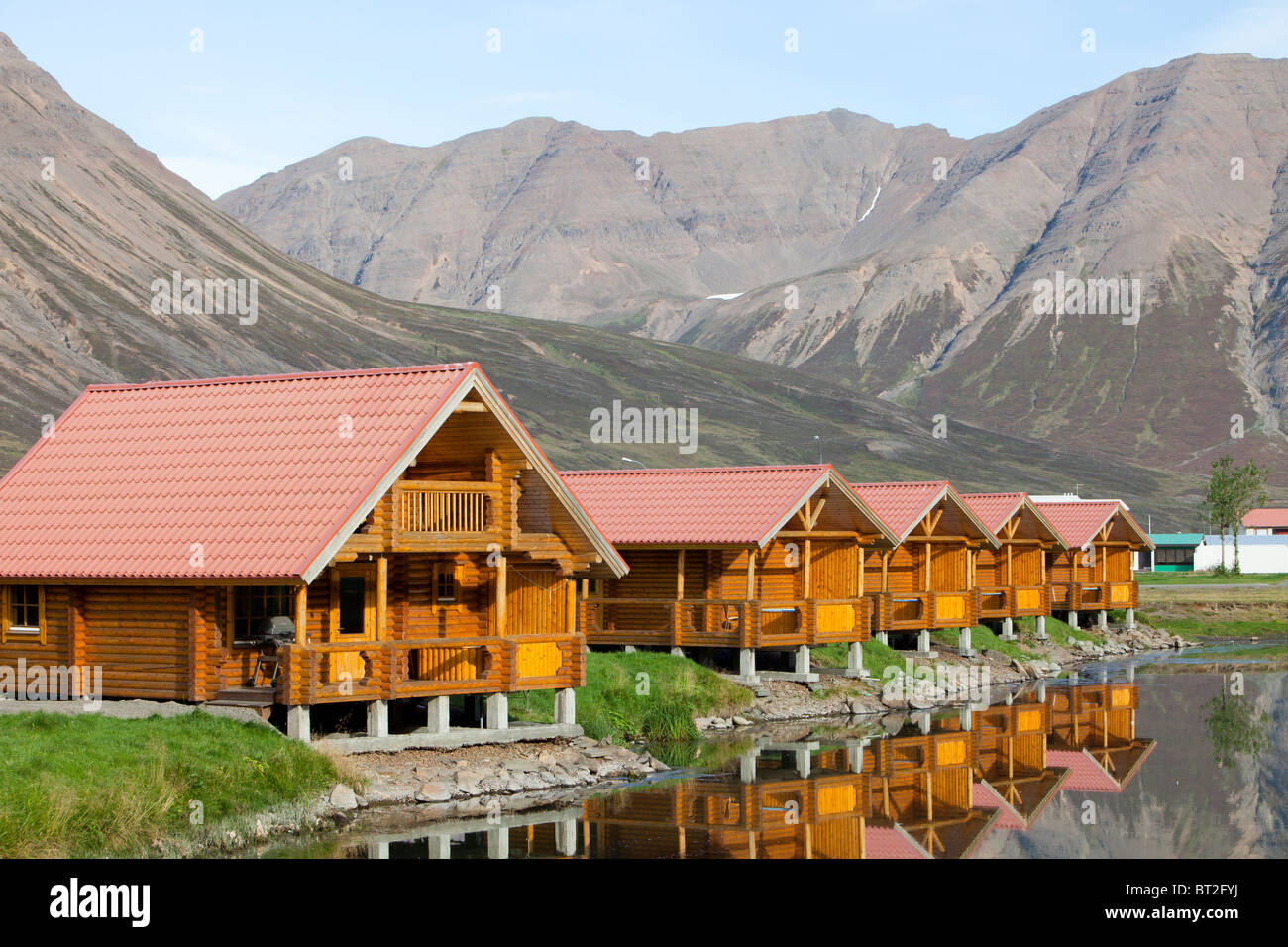 Timber chalets in Olafsfjorder in northern Iceland Stock Photo - Alamy