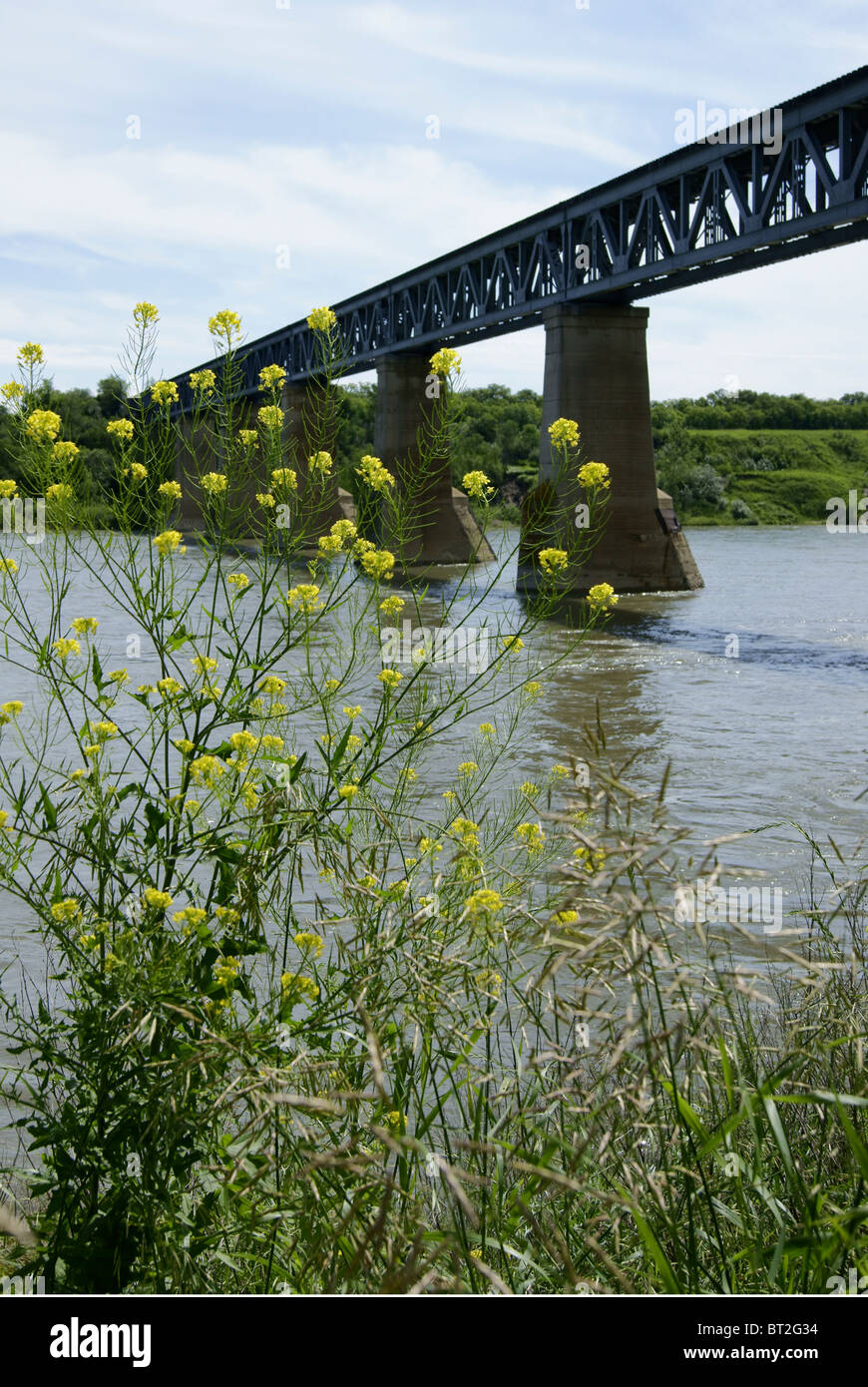 CPR McDonald train bridge in Saskatoon, Saskatchewan, Canada with ...