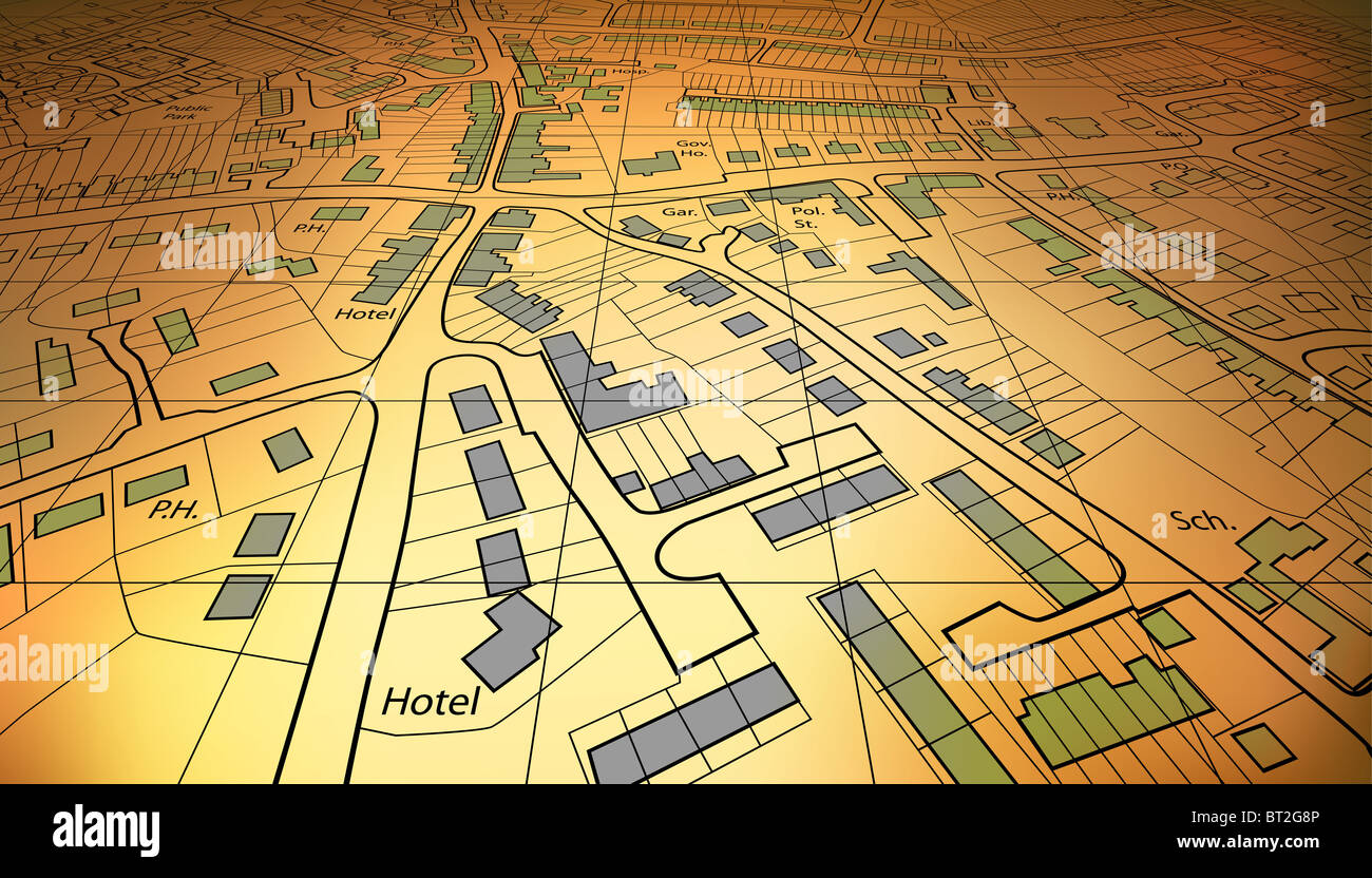 Angled view of a housing map of a generic town Stock Photo - Alamy