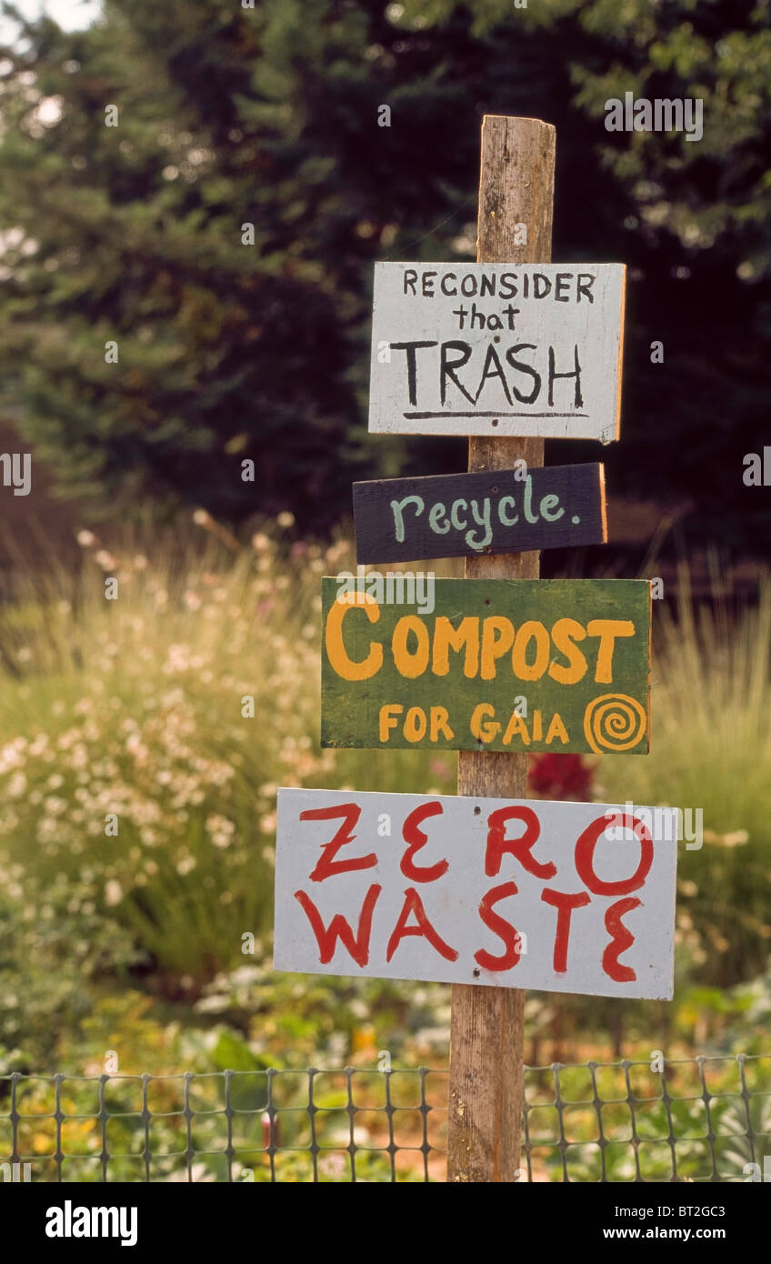 Signs encouraging composting, recycling and zero waste in Hopland ...