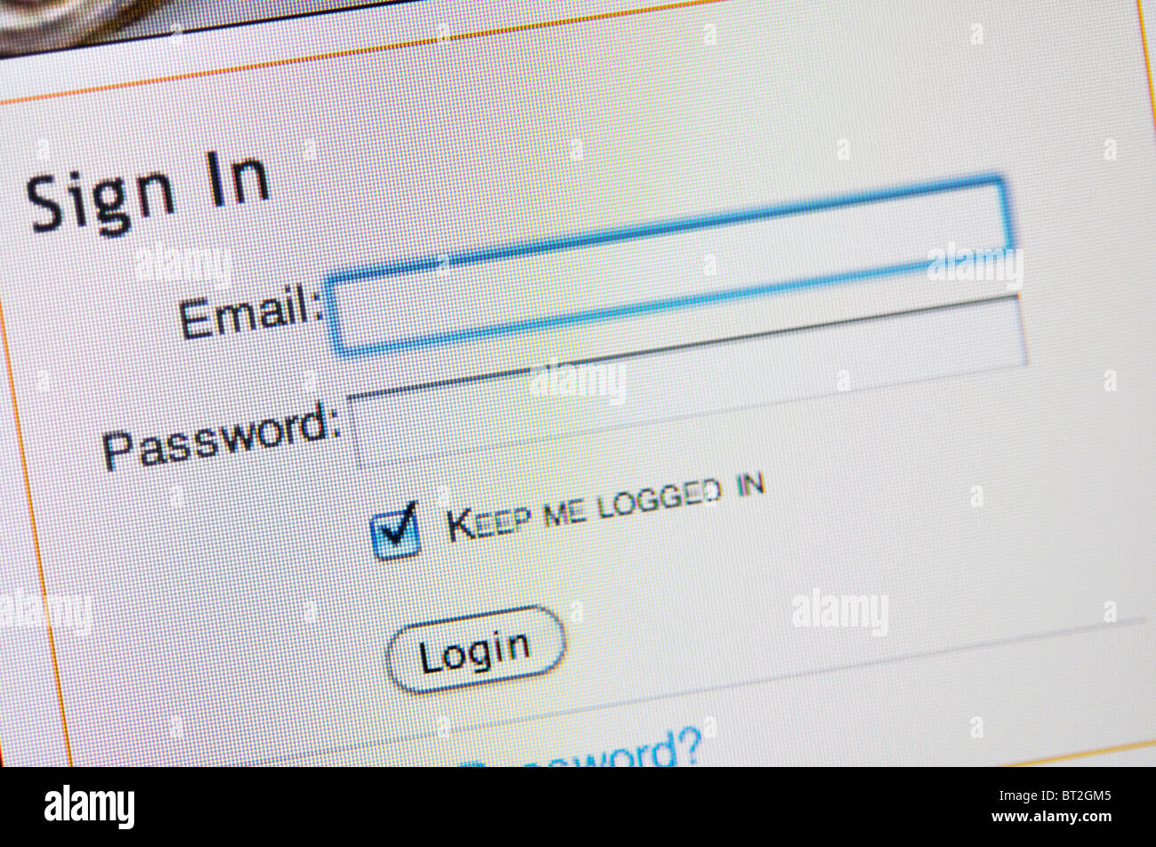 Sign In / Log in page Stock Photo - Alamy