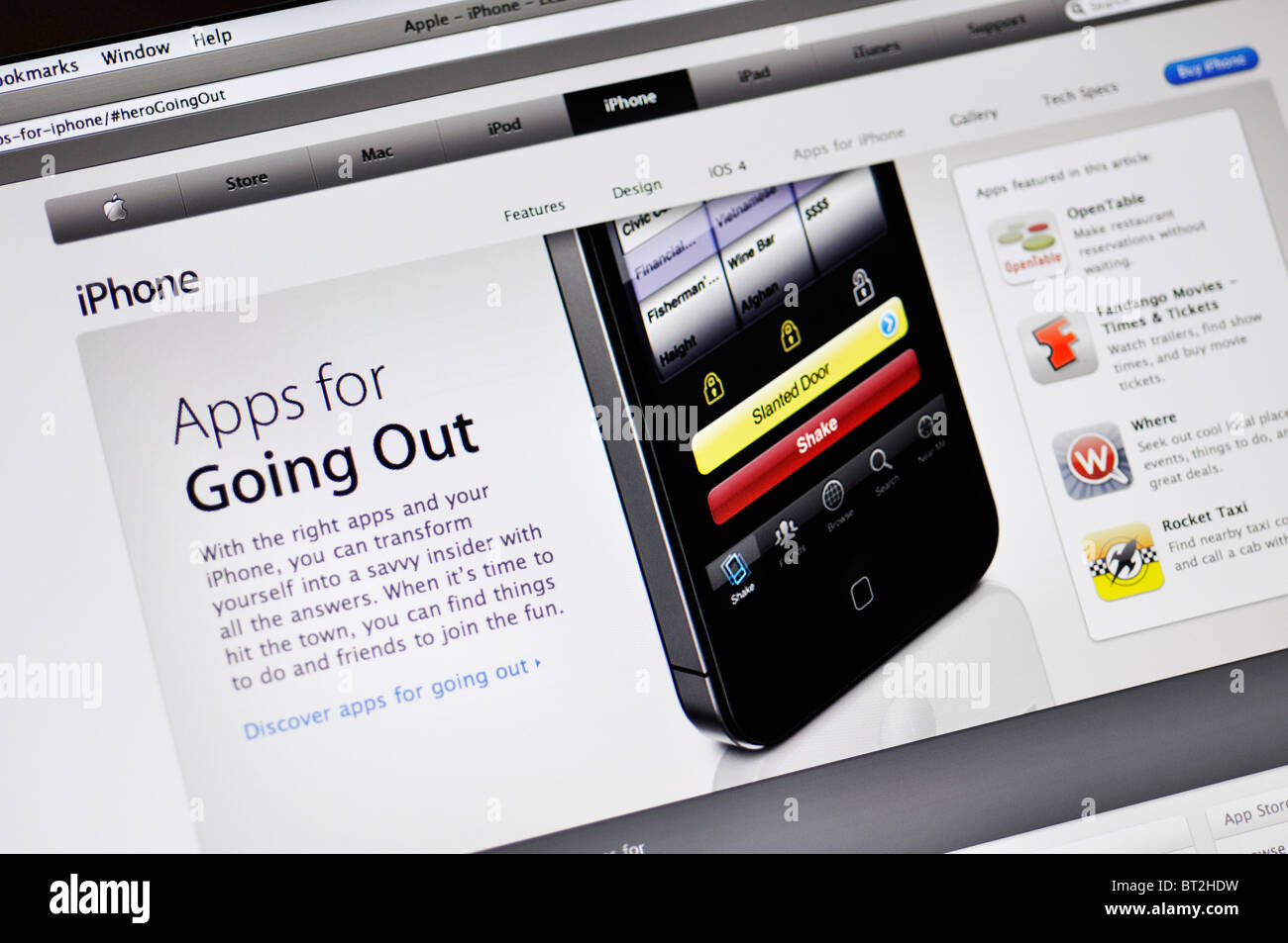 Apple store website showing iPhone applications for going out Stock ...