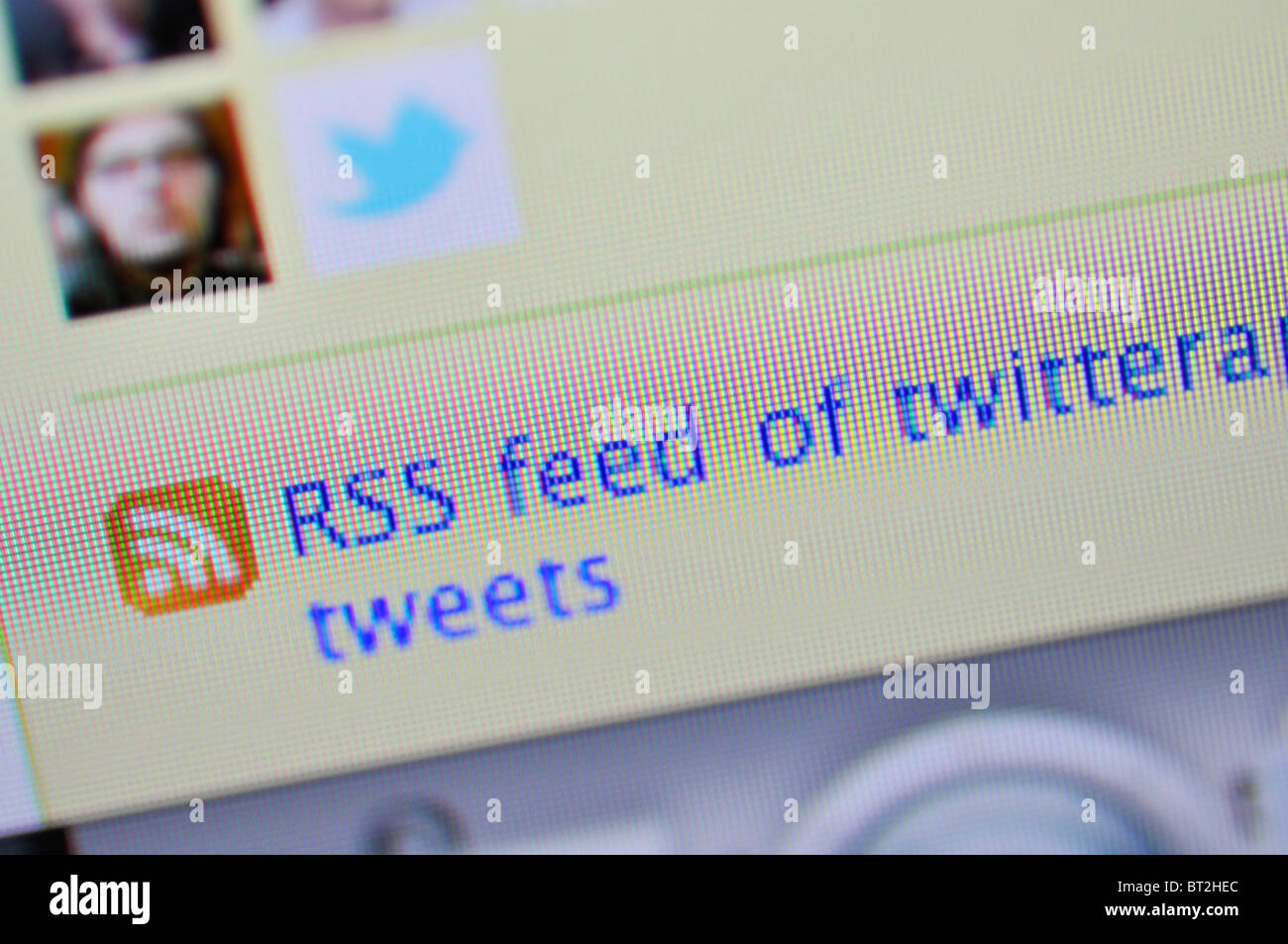RSS feed on Twitter button on website screen Stock Photo - Alamy