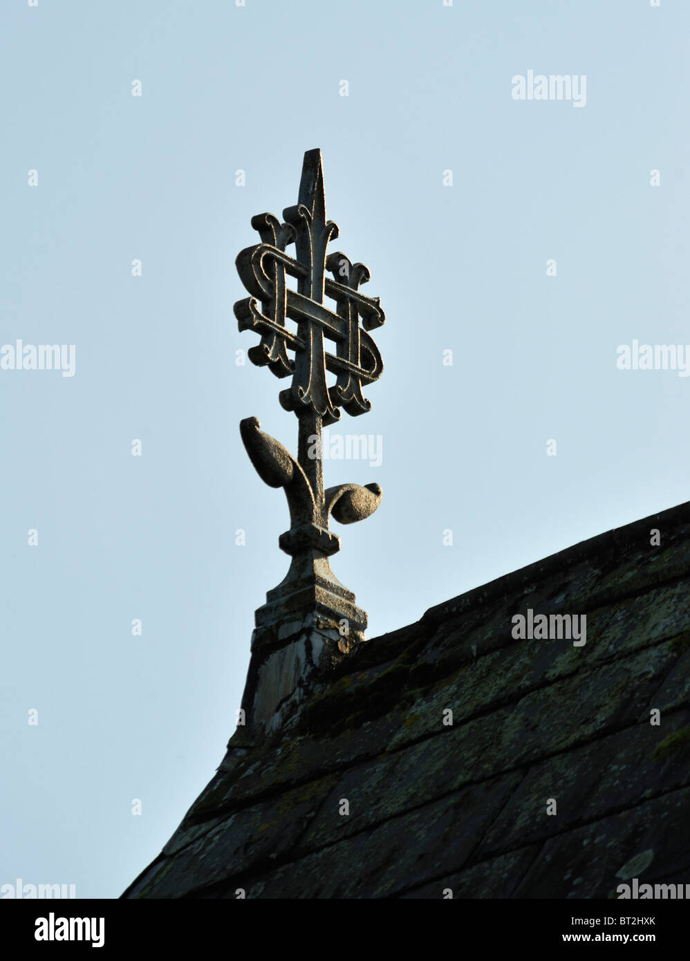 "IHS", ornamental cast-iron roof finial. Church of Saint Bartholomew ...