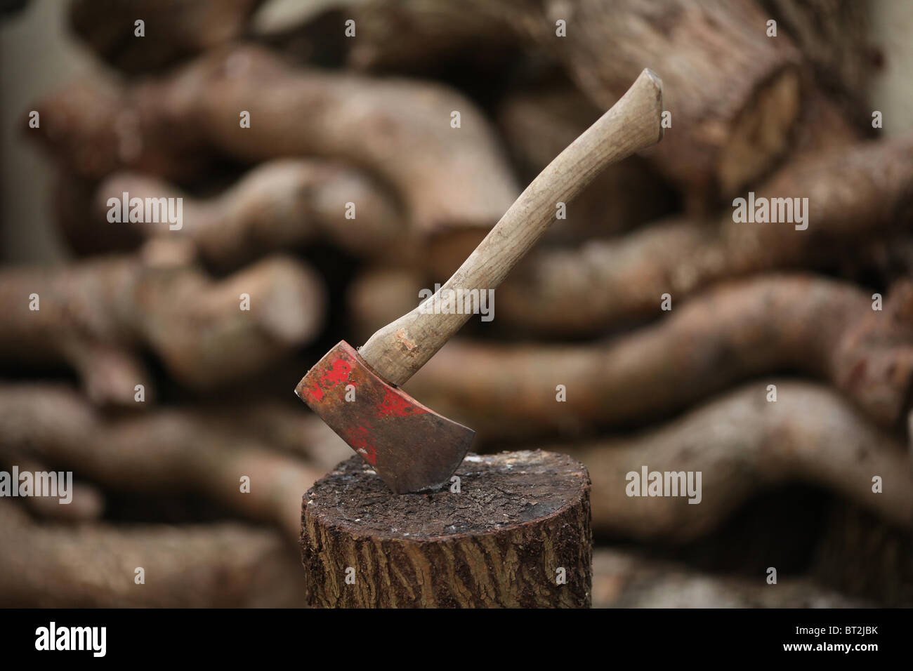 An Axe in a tree stump Stock Photo - Alamy