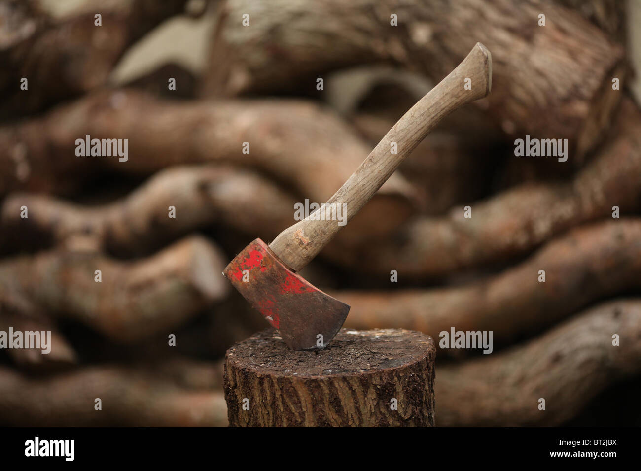 An Axe in a tree stump Stock Photo - Alamy