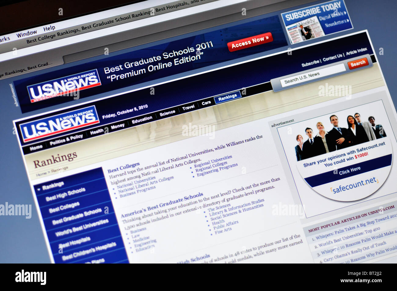 US school ranking website Stock Photo - Alamy