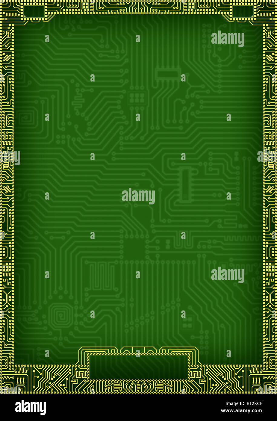 Hi-tech dark green abstract circuit board blank frame Stock Photo - Alamy