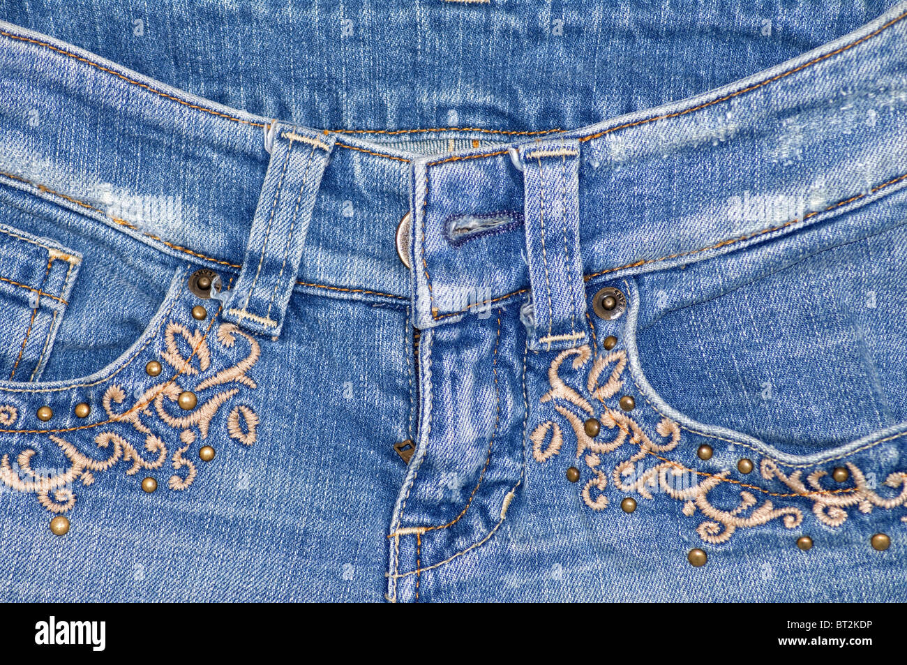Jean With Embroidery Stock Photo - Alamy