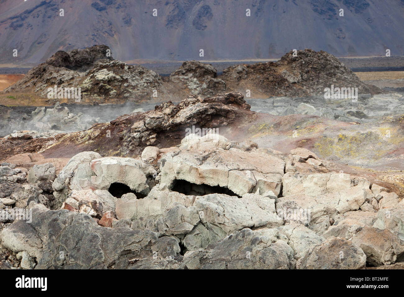 A fresh lava flow that erupted during the Krafla fires at Leirhnjukur ...