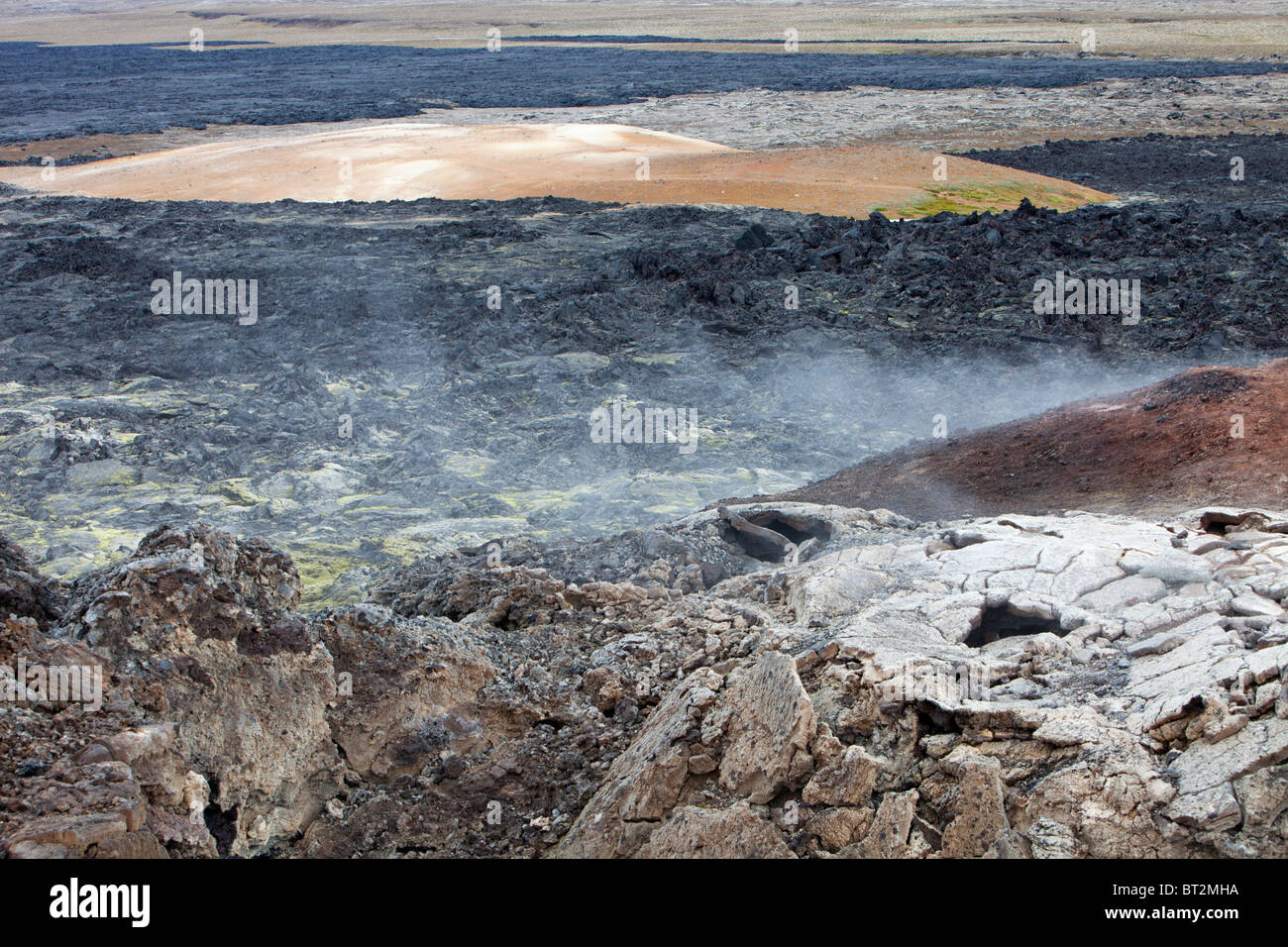 A fresh lava flow that erupted during the Krafla fires at Leirhnjukur ...