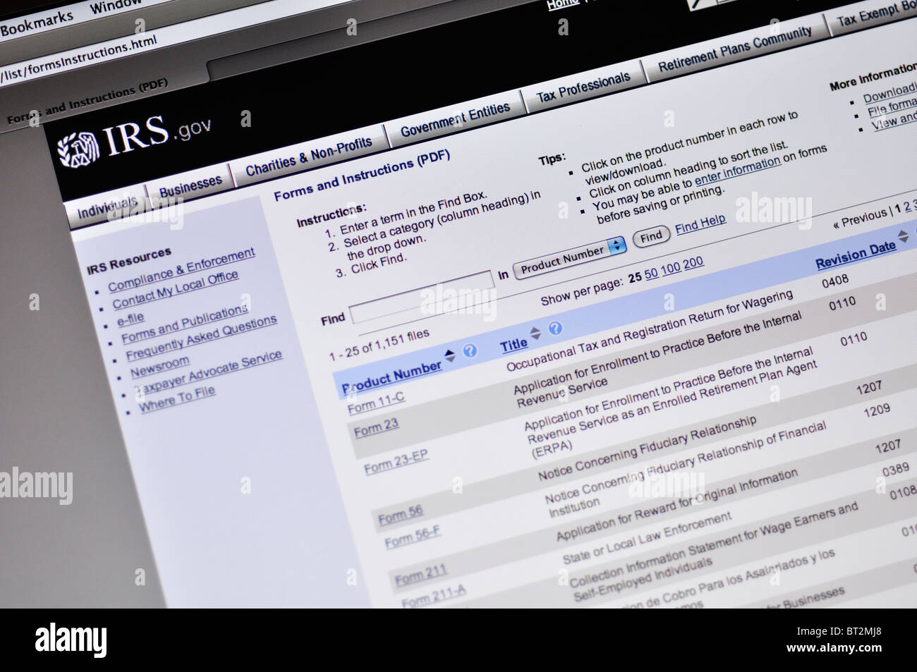 Irs website screenshot hi-res stock photography and images - Alamy