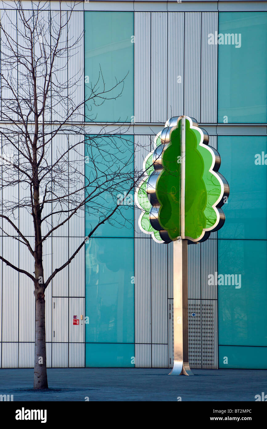 Modern art - a fake green tree sculpture at London Riverside designed ...