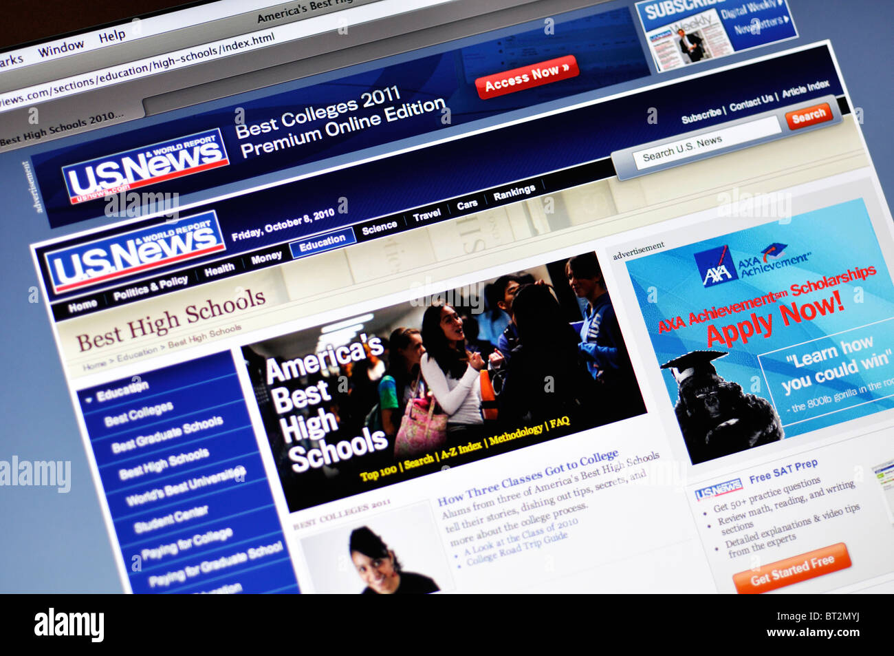US High Schools ranking website Stock Photo - Alamy