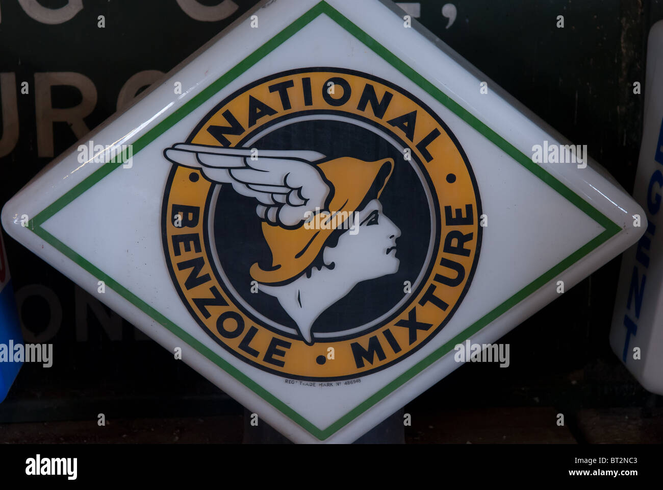 National Benzole petrol pump sign Stock Photo - Alamy