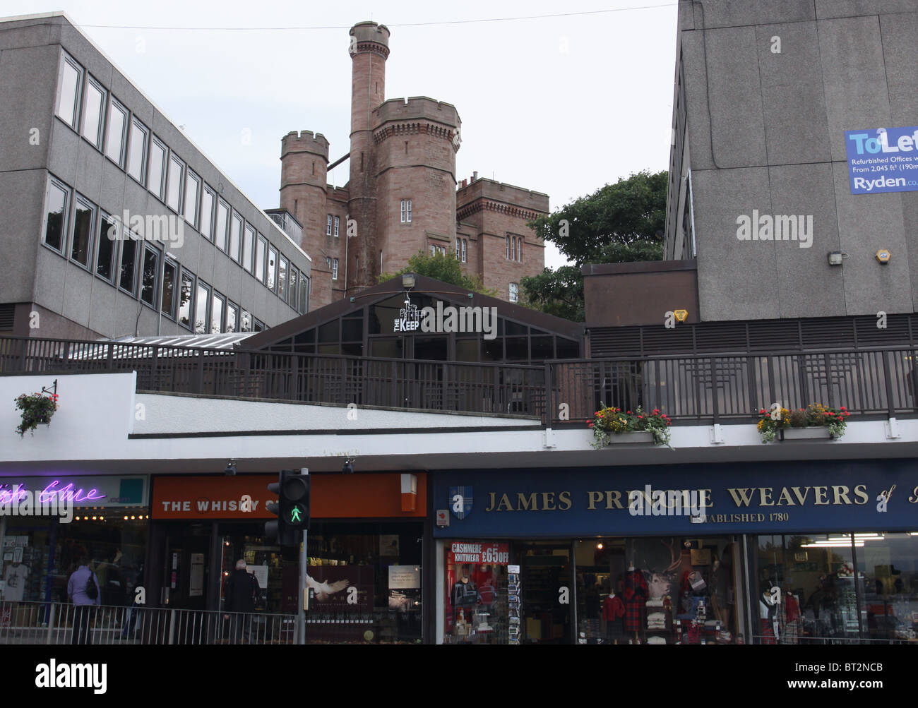Inverness street scene with castle Scotland October 2010 Stock Photo ...