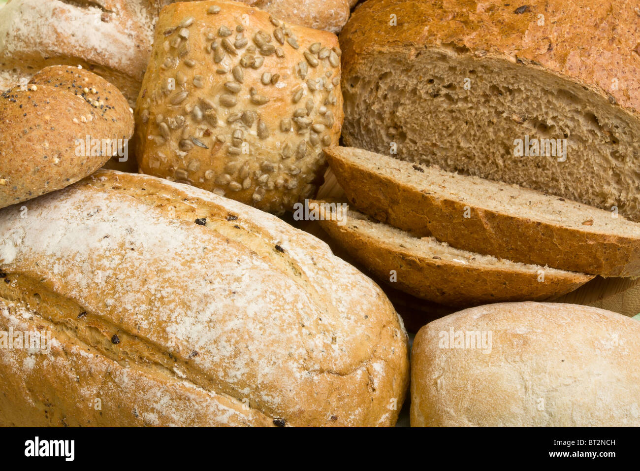 A selection of rustic organic handmade gourmet breads Stock Photo - Alamy
