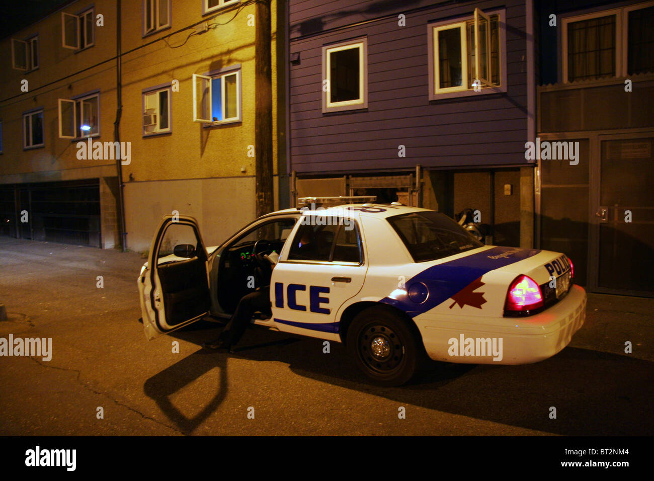 British Police Car Night Stock Photos & British Police Car Night Stock ...