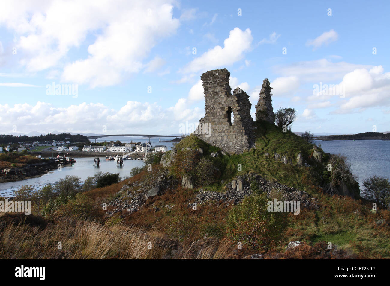 Maol Castle and Skye bridge Isle of Skye Scotland October 2010 Stock ...