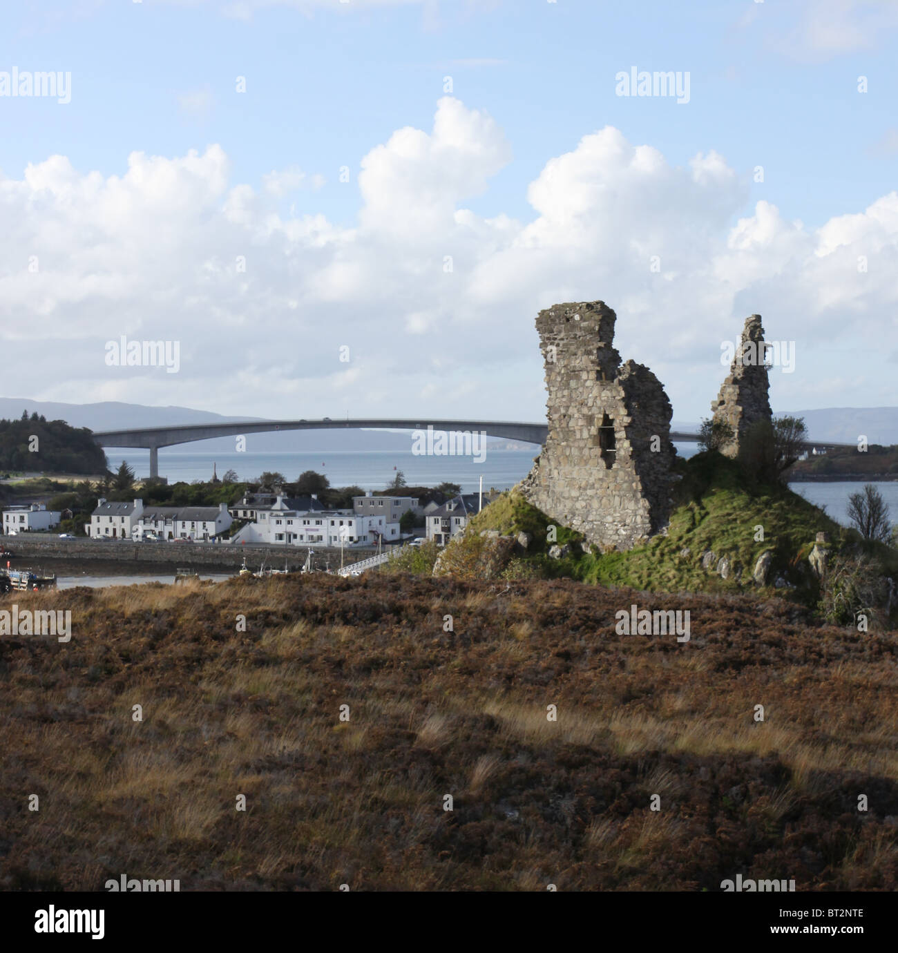 Maol Castle and Skye bridge Isle of Skye Scotland October 2010 Stock ...
