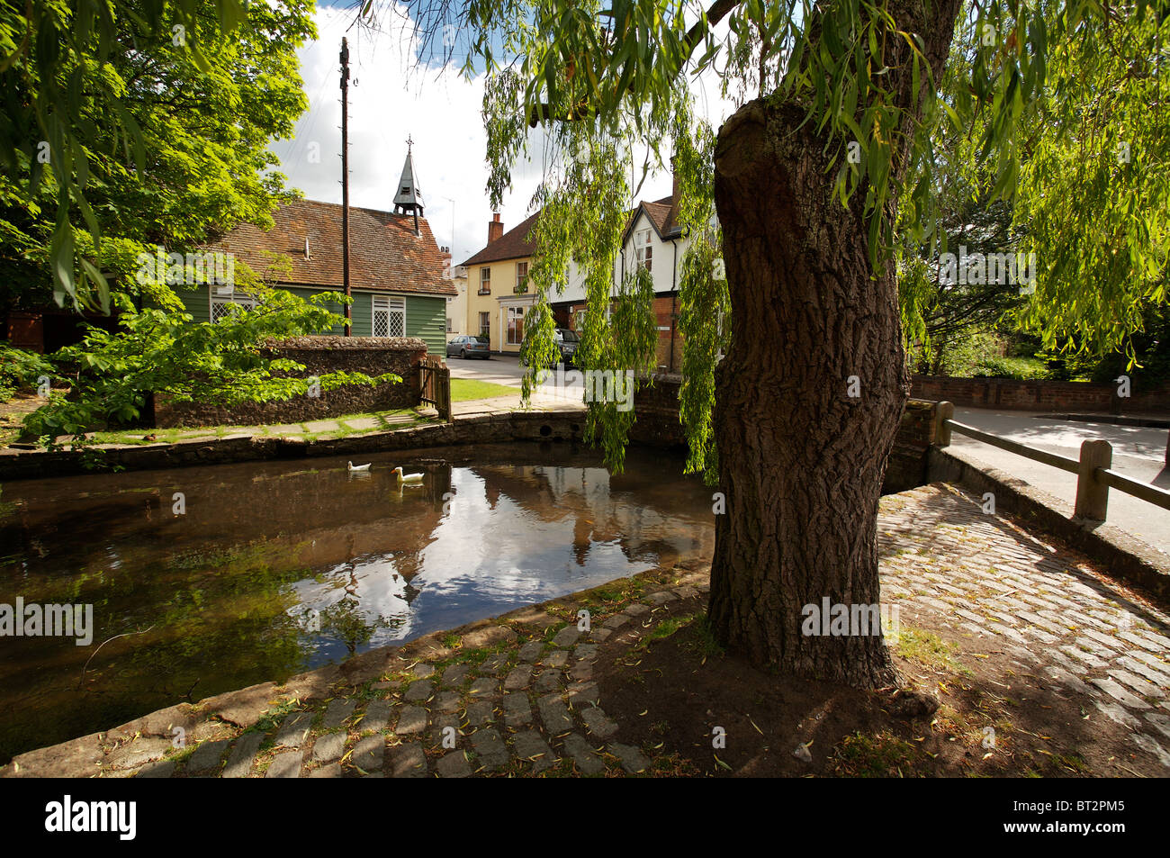 The Tillingbourne stream through the Surrey village of Shere, near ...
