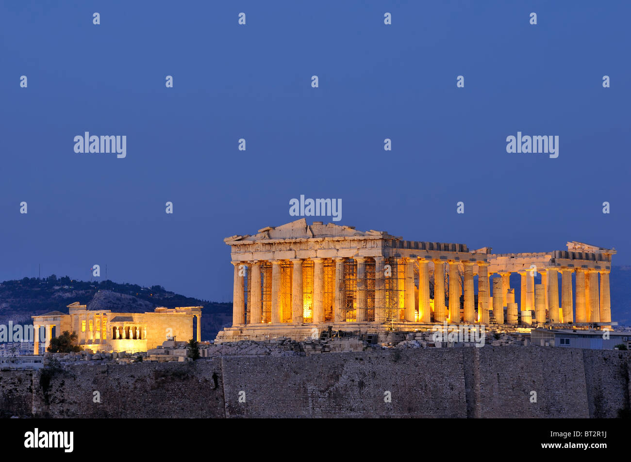 Parthenon temple and Erechthion during dusk time, Acropolis of Athens, Greece Stock Photo - Alamy