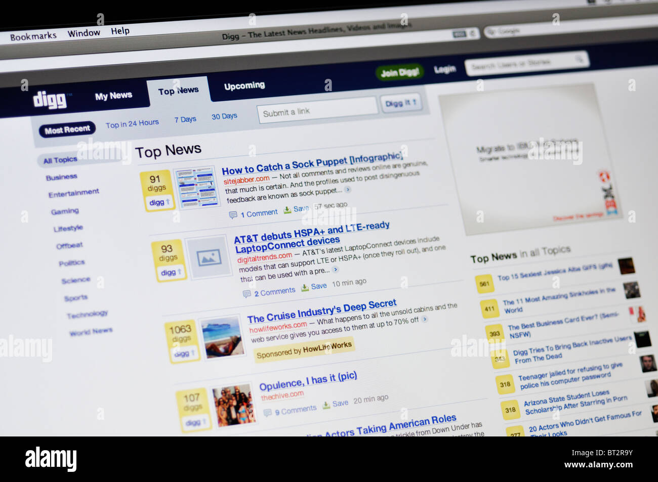 Digg screen hi-res stock photography and images - Alamy