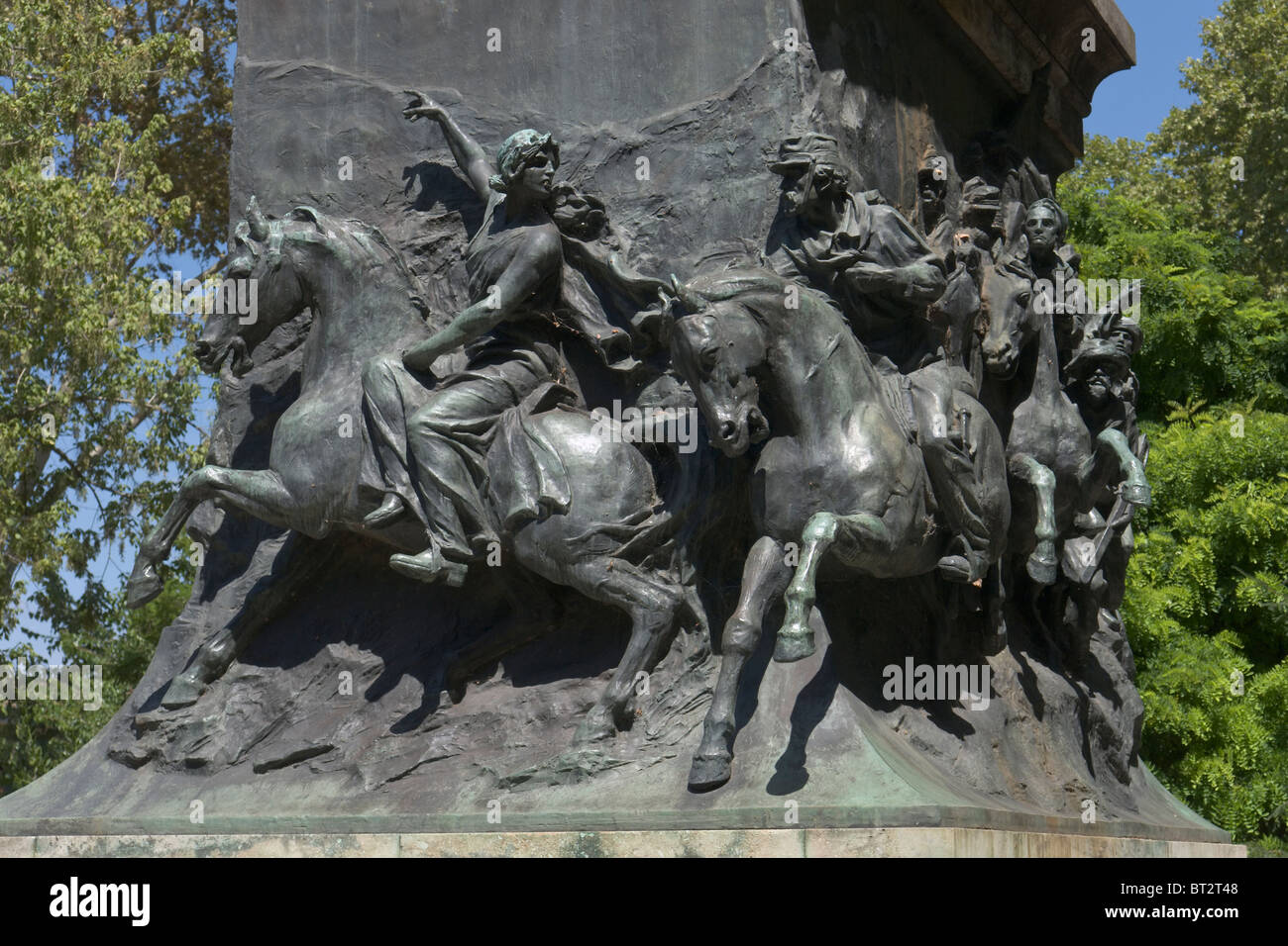 High-relief on pedestal of monument to Anita Garibaldi, Rome Stock ...