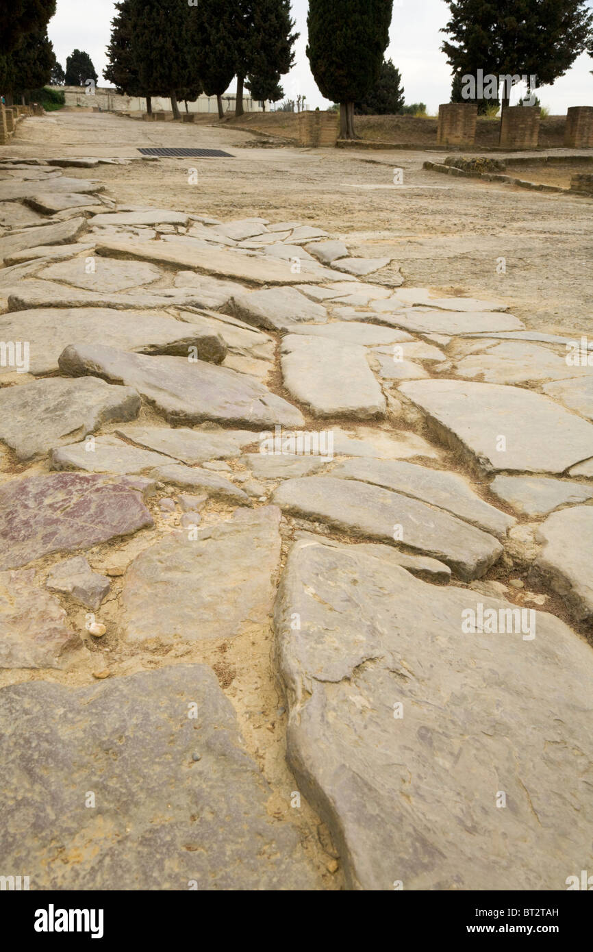 Early Roman road / street cobble / cobbles / cobbled surface in the ...