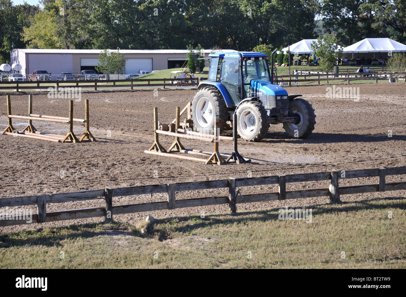 Equestrian field maintenance Stock Photo - Alamy