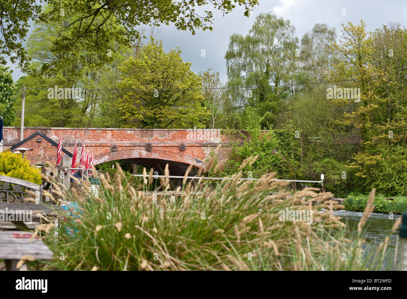 A bridge over the River Test in Hampshire. The River Test is a chalk ...