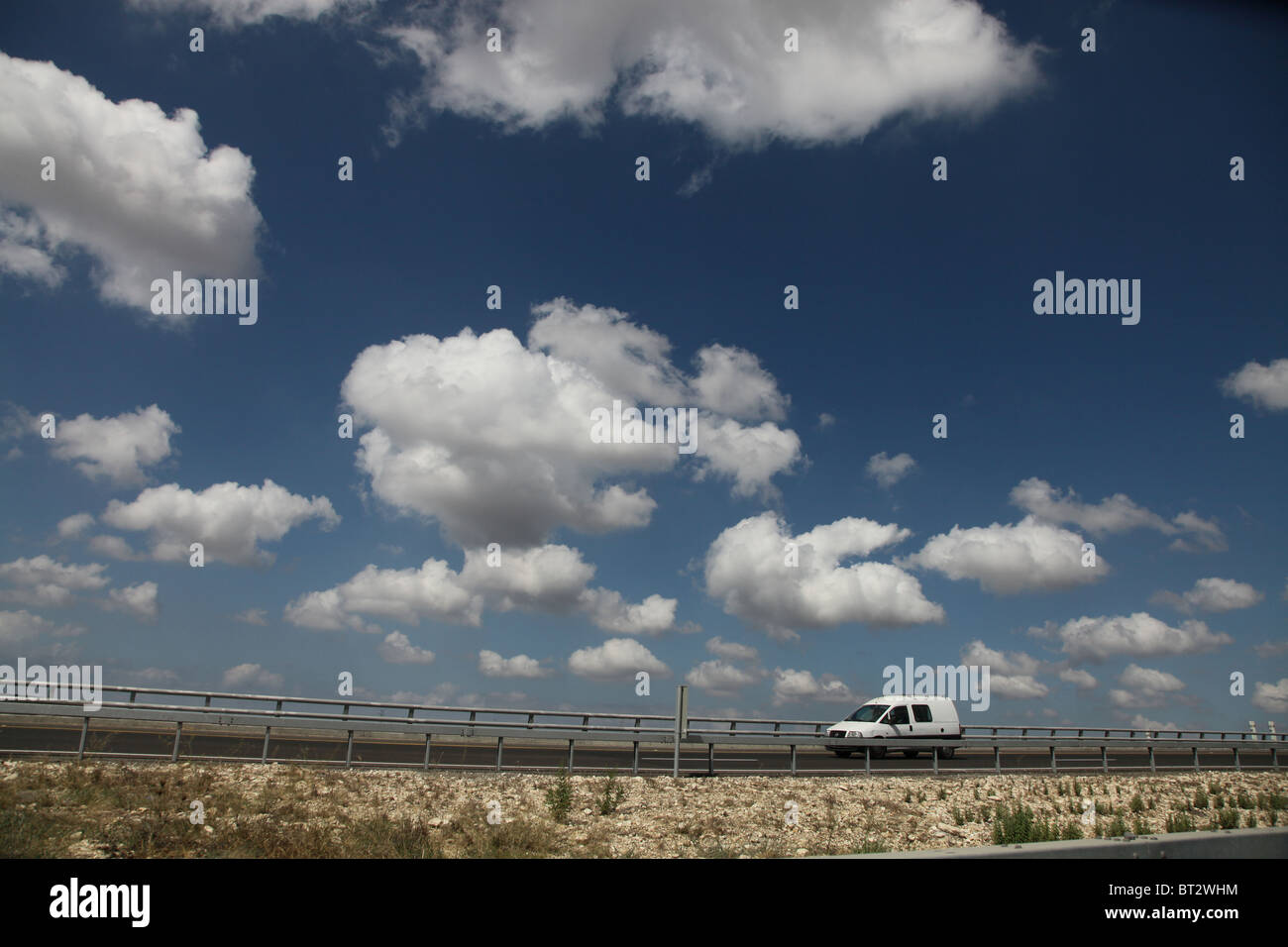 View of the electronic toll highway 6 widely known as the Trans Israel ...