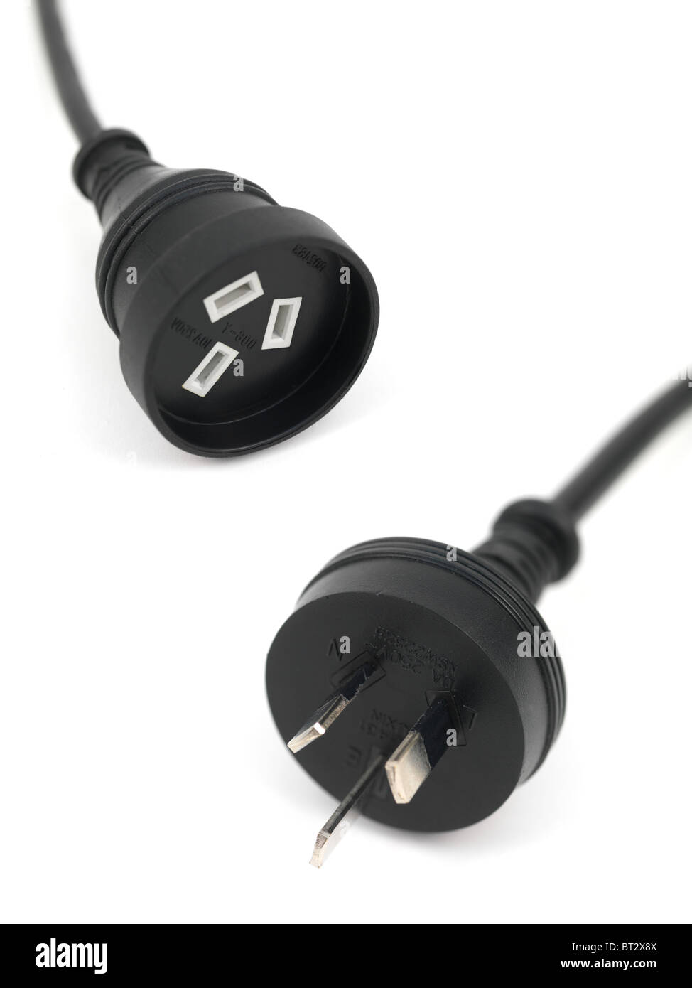 Australian power supply cord isolated against a white background Stock ...