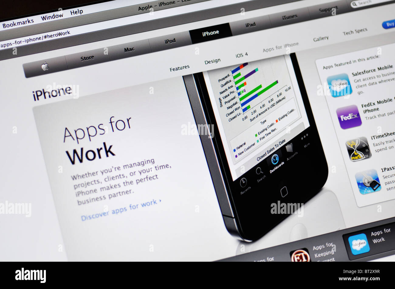 Apple store website showing iPhone applications for work Stock Photo ...