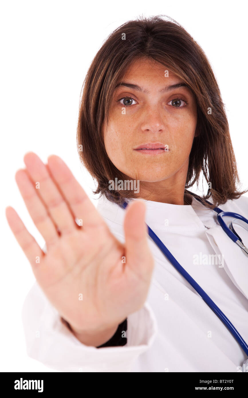 doctor warning you to stop (isolated on white Stock Photo - Alamy