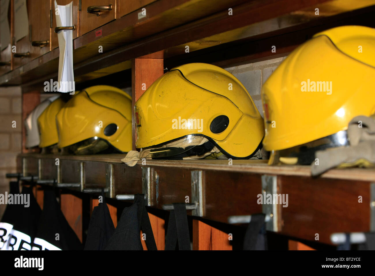 Firefighters helmets at a Dorset Fire Station Stock Photo - Alamy