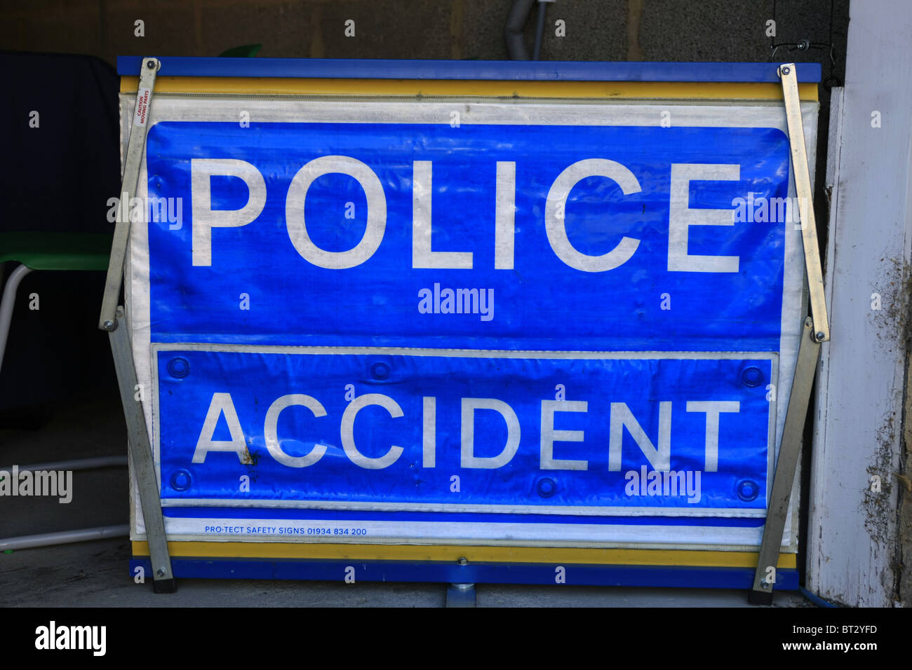 Police Accident Sign Stock Photo - Alamy