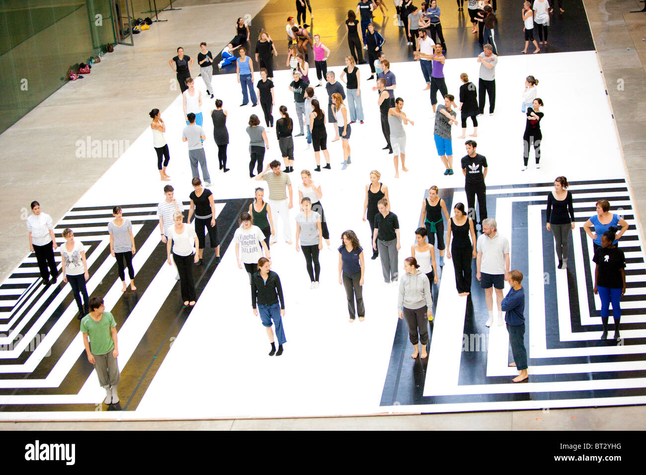 Elevated view of dancers rehearsing choreography Stock Photo - Alamy