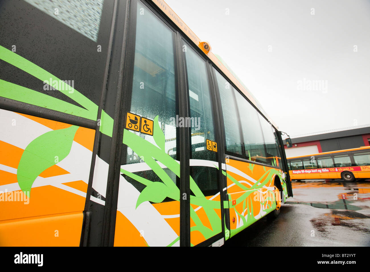 A bus in Reykjavik, Iceland that is powered by methane, produced from ...