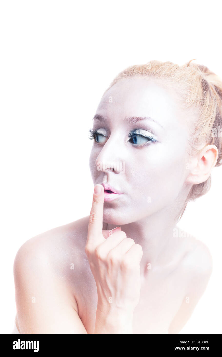 Caucasian woman silver body paint hi-res stock photography and images ...