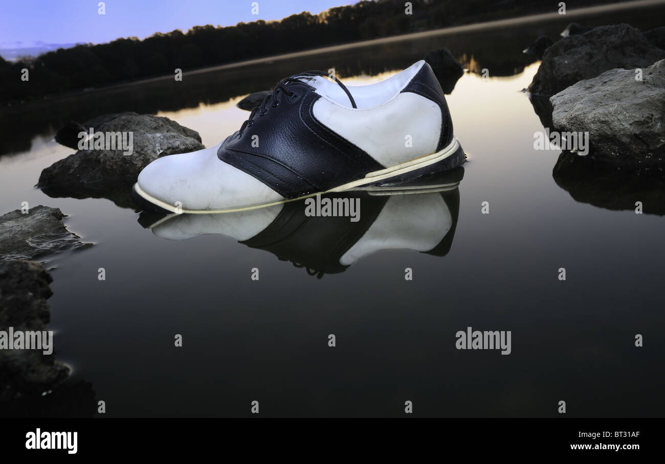 Golf shoe in water Stock Photo - Alamy