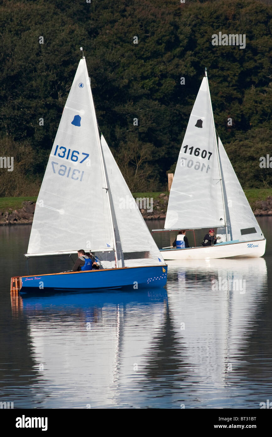 Small sailing dinghies on a reservoir Stock Photo - Alamy