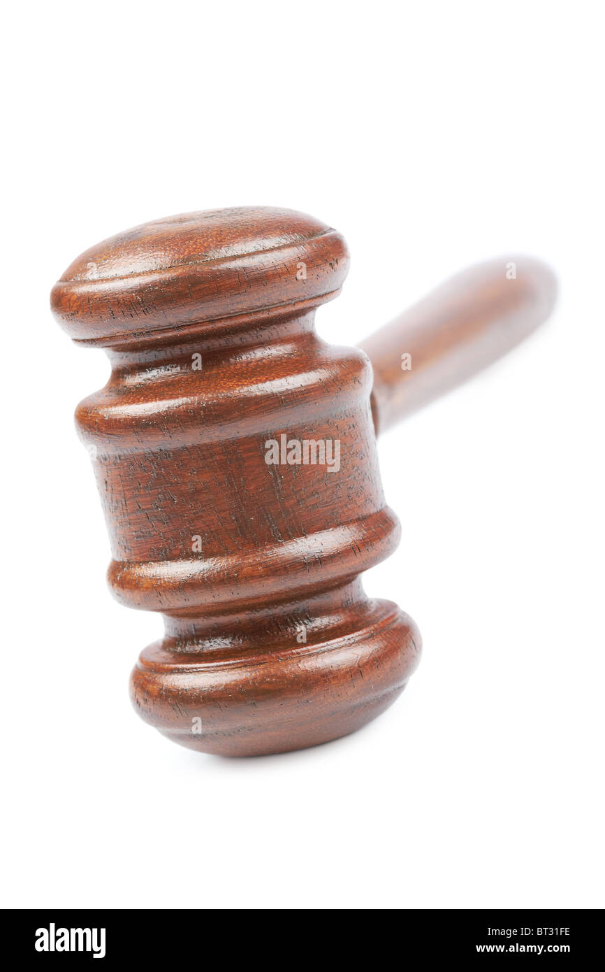 Wooden gavel with soft shadow on white background Stock Photo - Alamy
