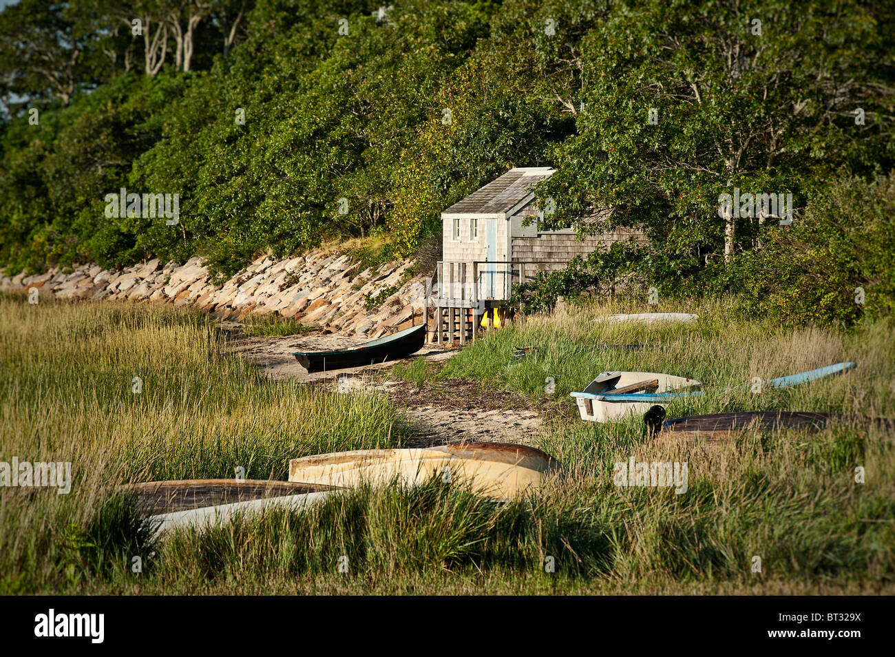 Rowboat and beach shack, Cape Cod, Massachusetts, USA Stock Photo - Alamy