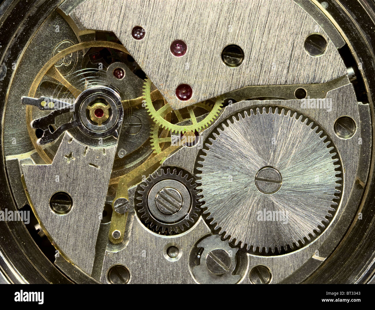 Macrophoto of a tiny old clockwork background Stock Photo - Alamy