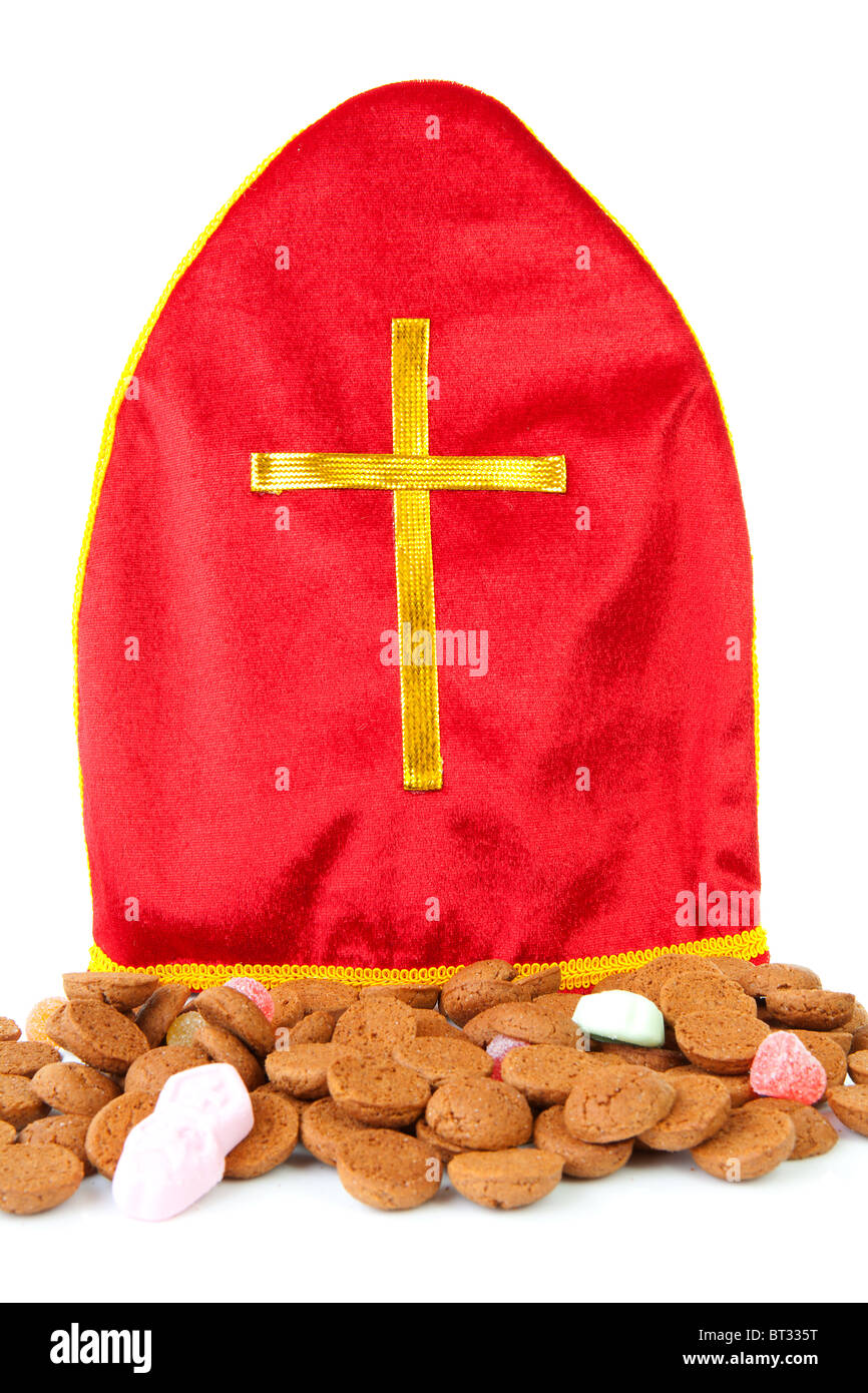 Mitre also know as mijter of Sinterklaas and pepernoten, part of ...