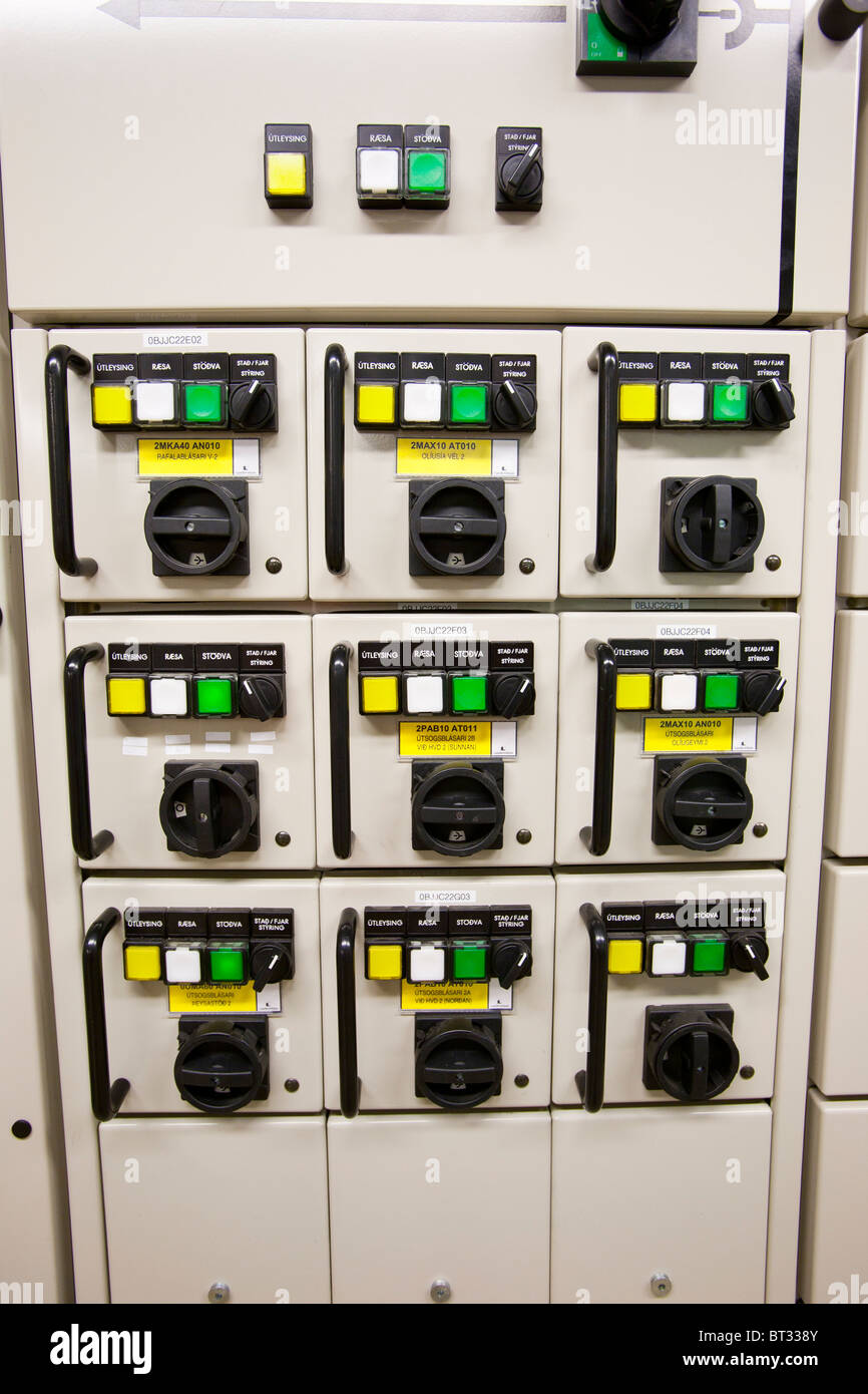 A control panel in Krafla geothermal power station, Iceland. 100% of ...