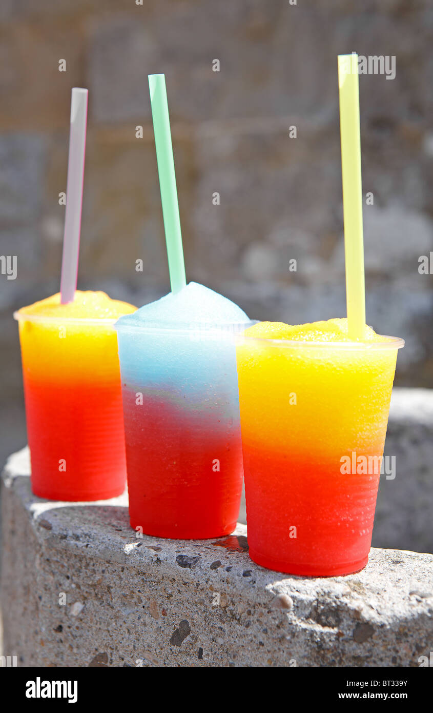 colorful slushy ice drinks in plastic cups Stock Photo - Alamy
