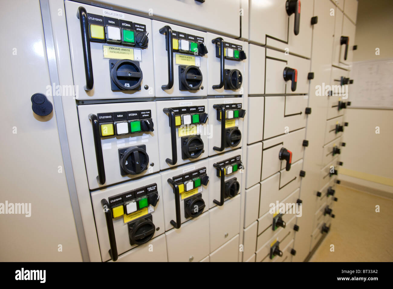 A control panel in Krafla geothermal power station, Iceland. 100% of ...