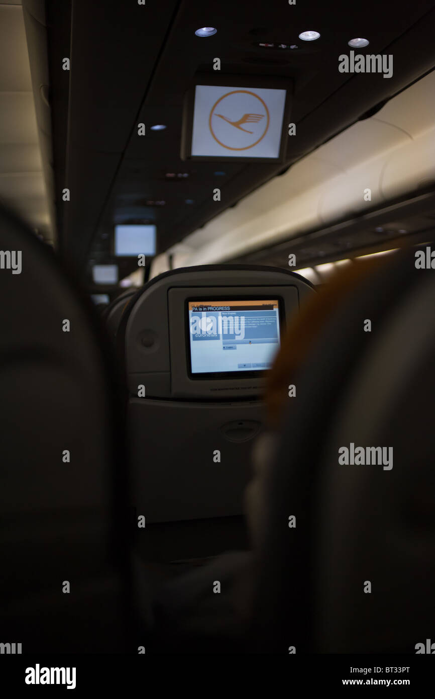 Lufthansa flight entertainment screen Stock Photo - Alamy